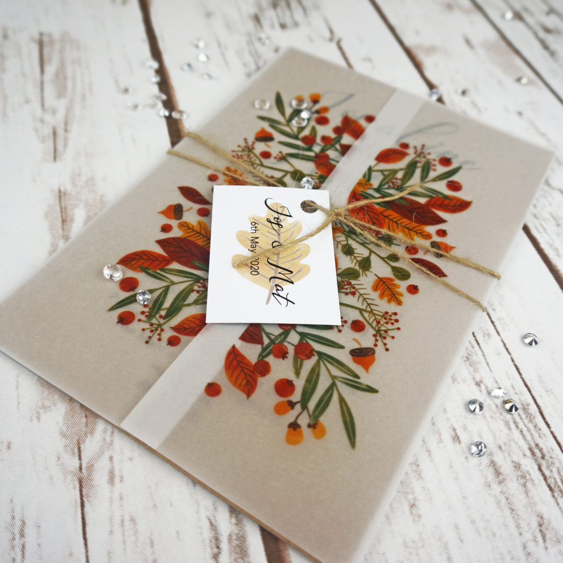 Autumn Vellum Gatefold Wedding Invitations - BlueBird Wedding Stationery