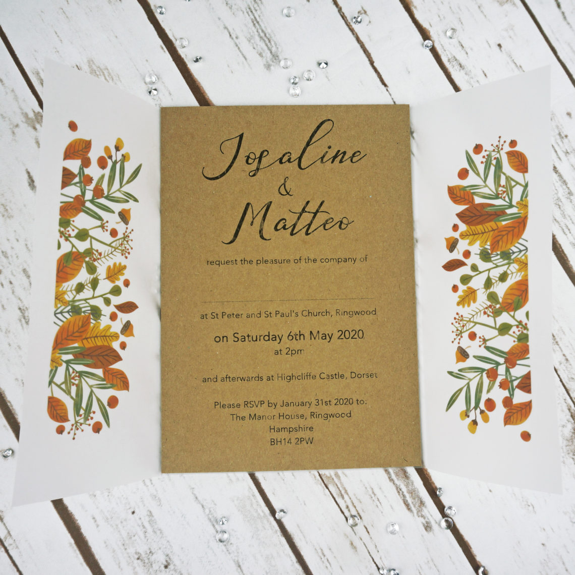 Autumn Vellum Gatefold Wedding Invitations - BlueBird Wedding Stationery