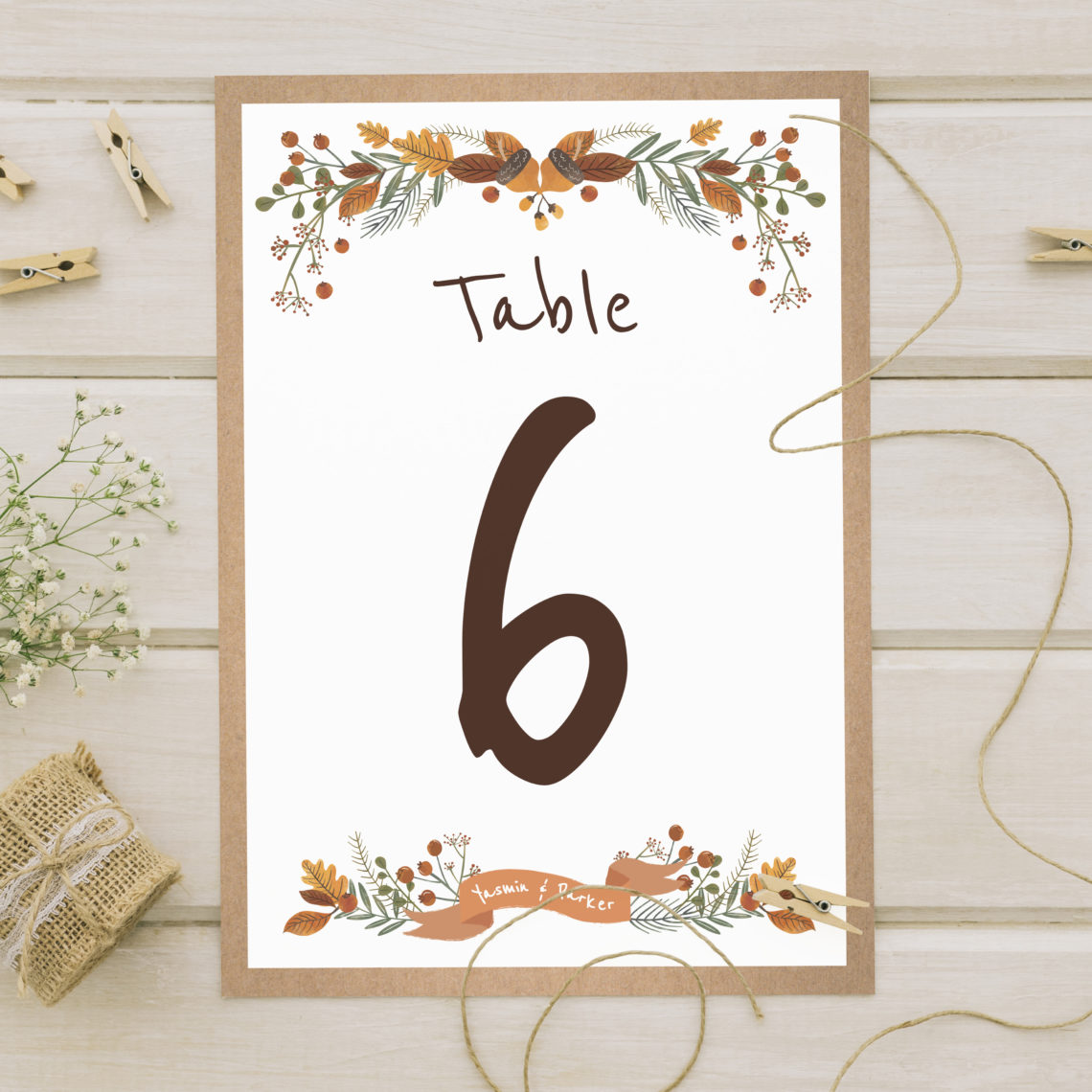 Beautiful Fall Table Numbers - BlueBird Wedding Stationery