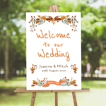 Beautiful Fall Welcome Sign - BlueBird Wedding Stationery