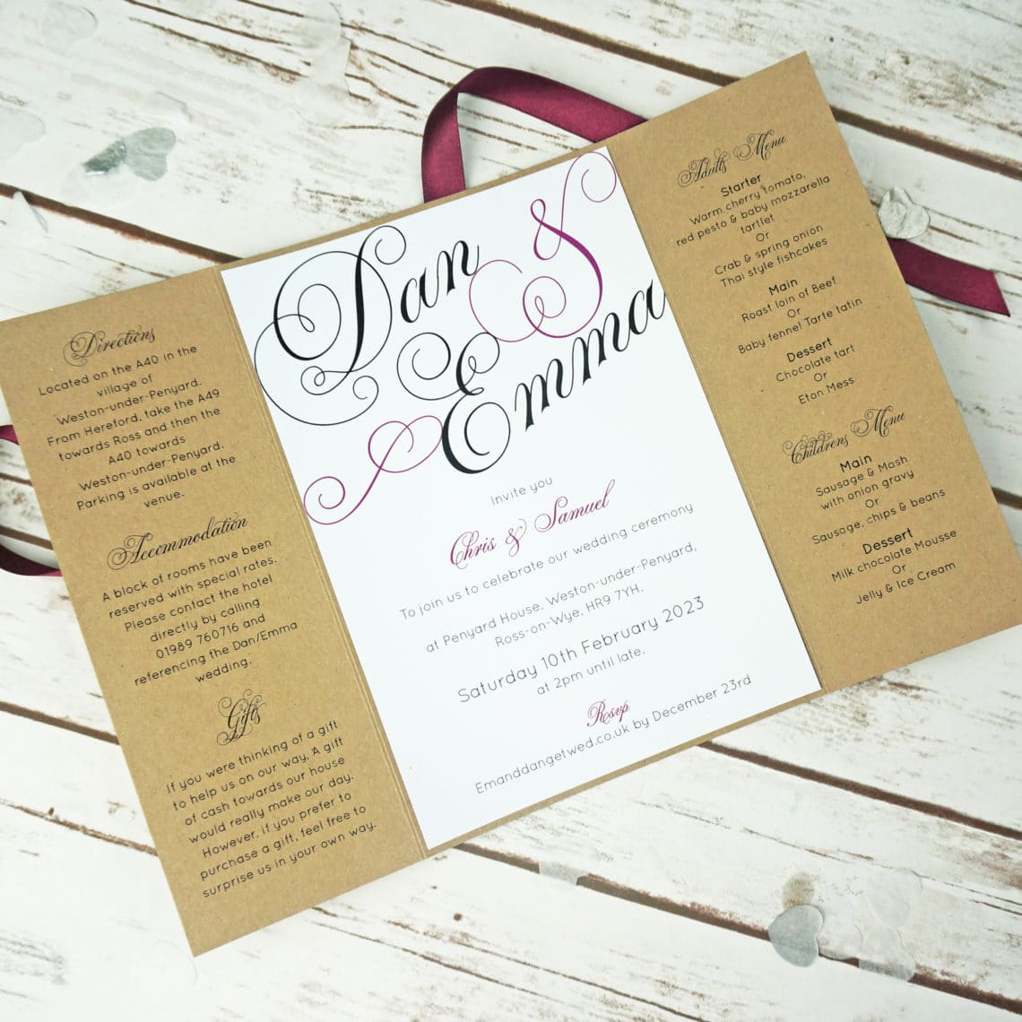 Folded Trifold Wedding Invitations BlueBird Wedding Stationery