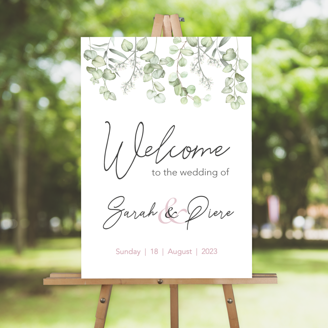 Elegant Eucalyptus Welcome Sign - BlueBird Wedding Stationery