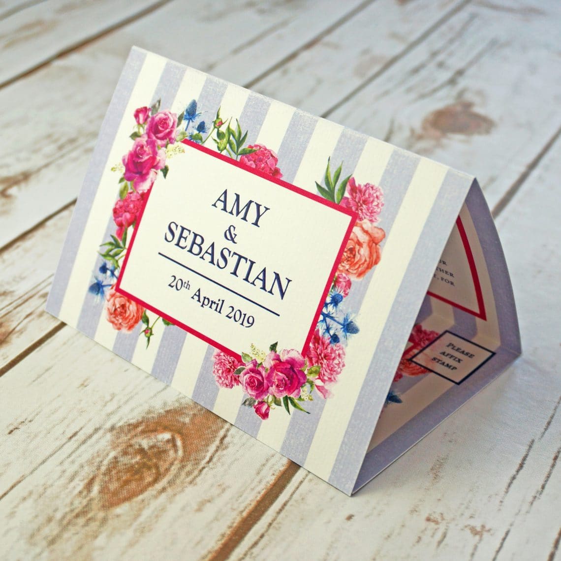Floral trifold concertina Wedding Invitations - BlueBird Wedding Stationery