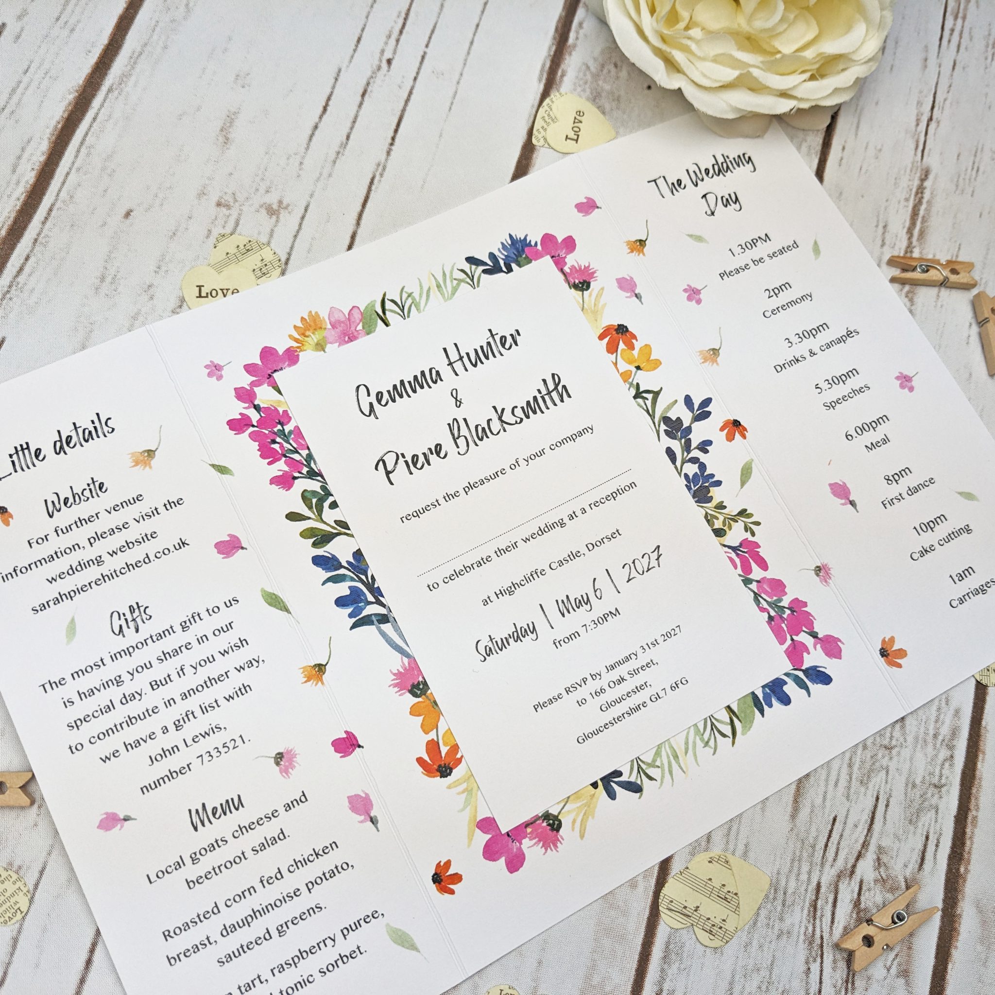 Bohemian Wildflower Table Plan - BlueBird Wedding Stationery