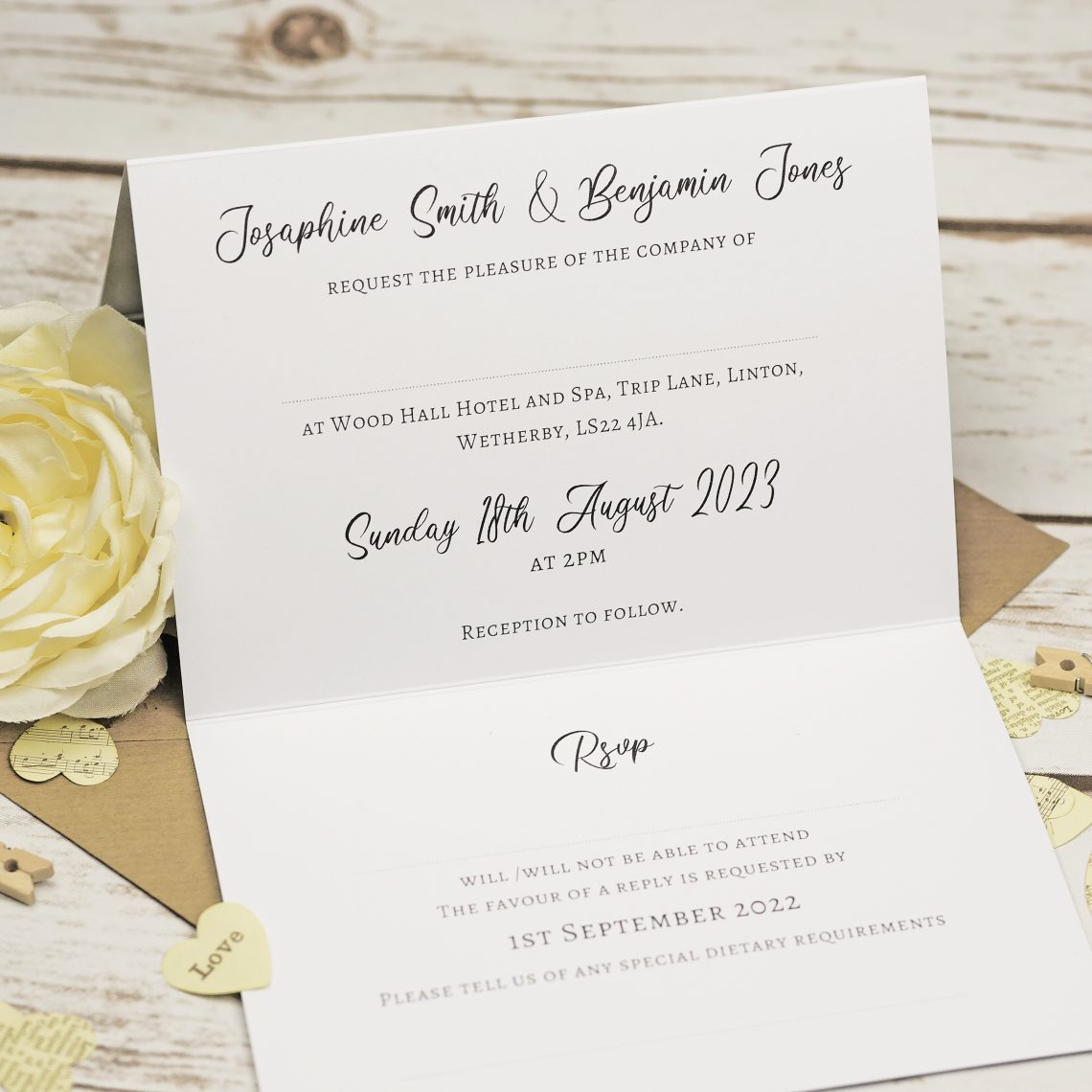 Love Script Concertina Wedding Invitations - BlueBird Wedding Stationery