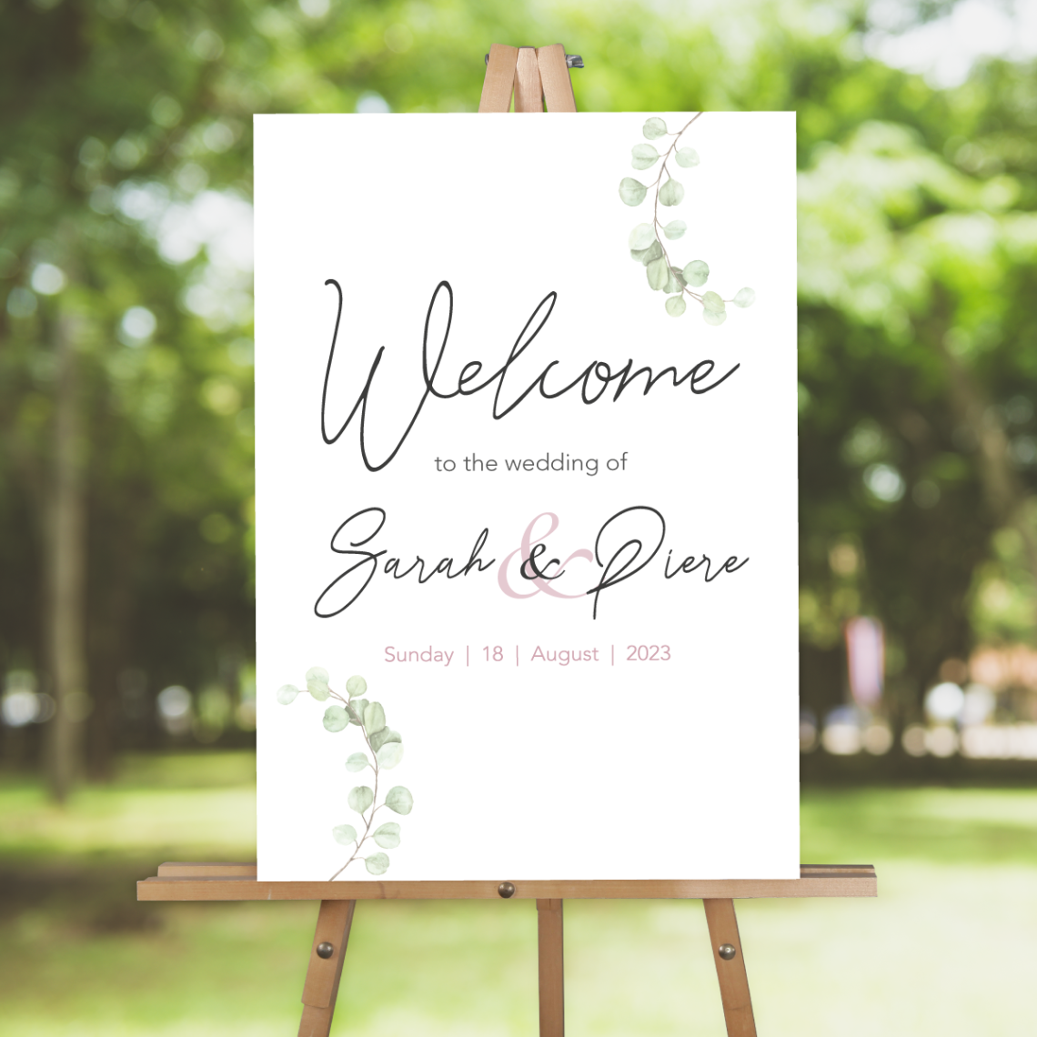 Simplistic Eucalyptus Welcome Sign - BlueBird Wedding Stationery