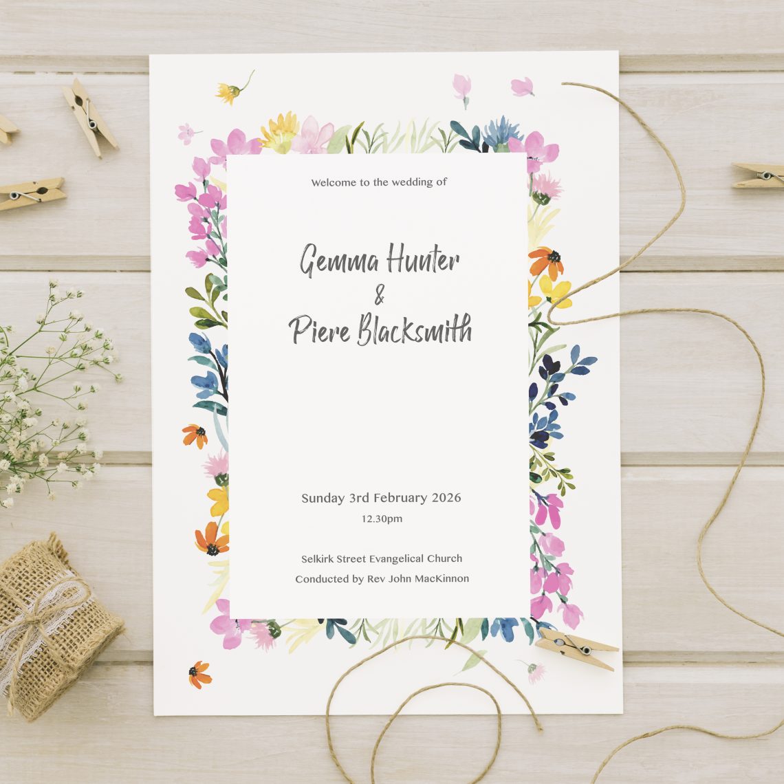 Bohemian Wildflower Table Plan - BlueBird Wedding Stationery