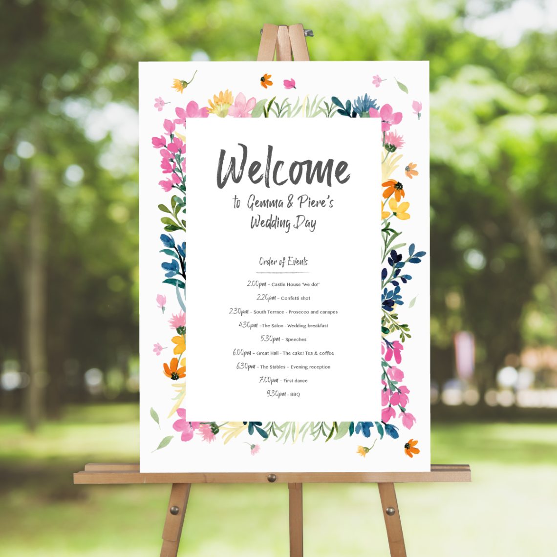 Bohemian Wildflower Welcome Sign - BlueBird Wedding Stationery