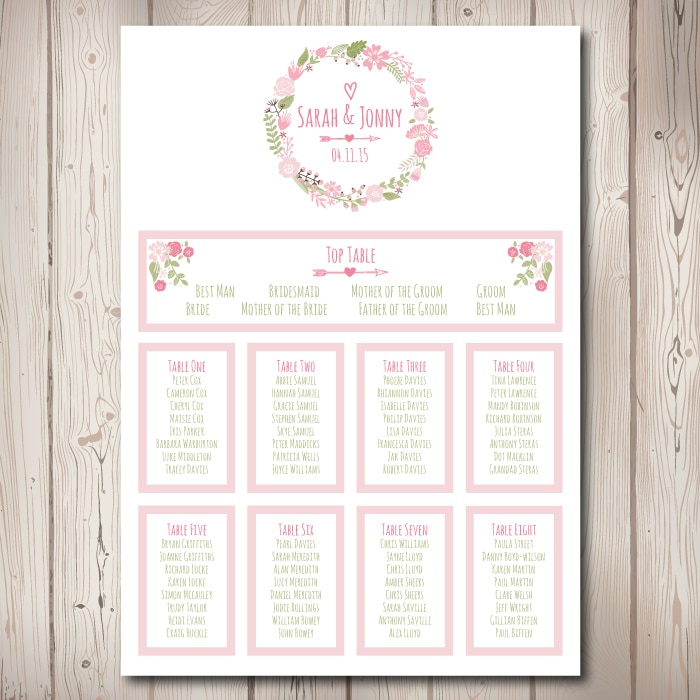 Table Plans - BlueBird Wedding Stationery