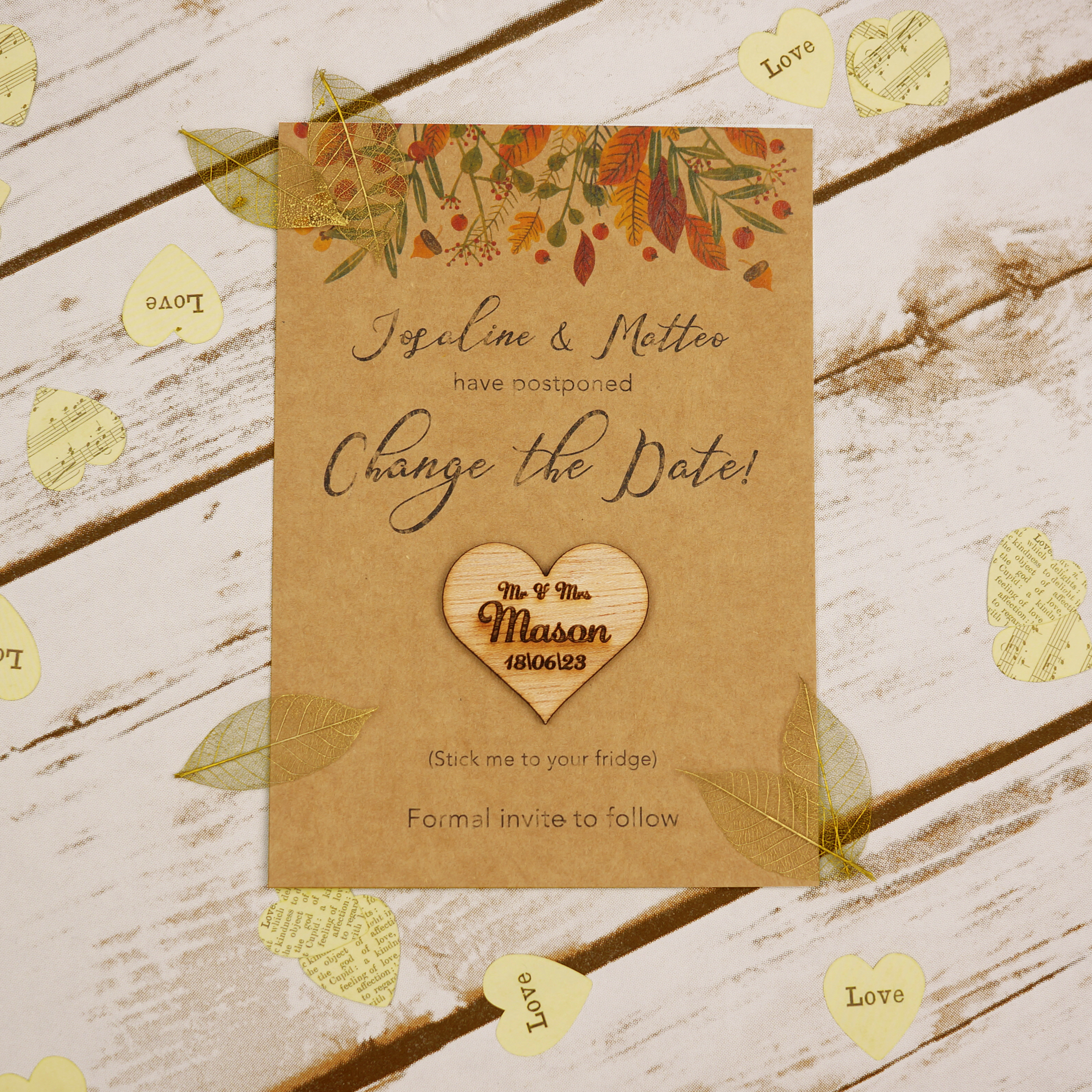 Autumn Save Change The Date Cards With Magnets BlueBird Wedding 