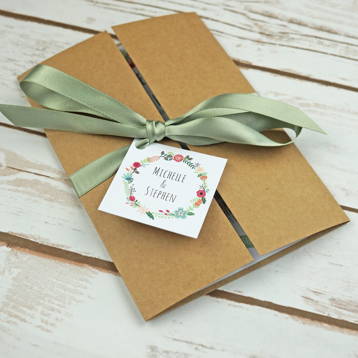 Gatefold Floral Rustic Wedding Invitations - BlueBird Wedding Stationery