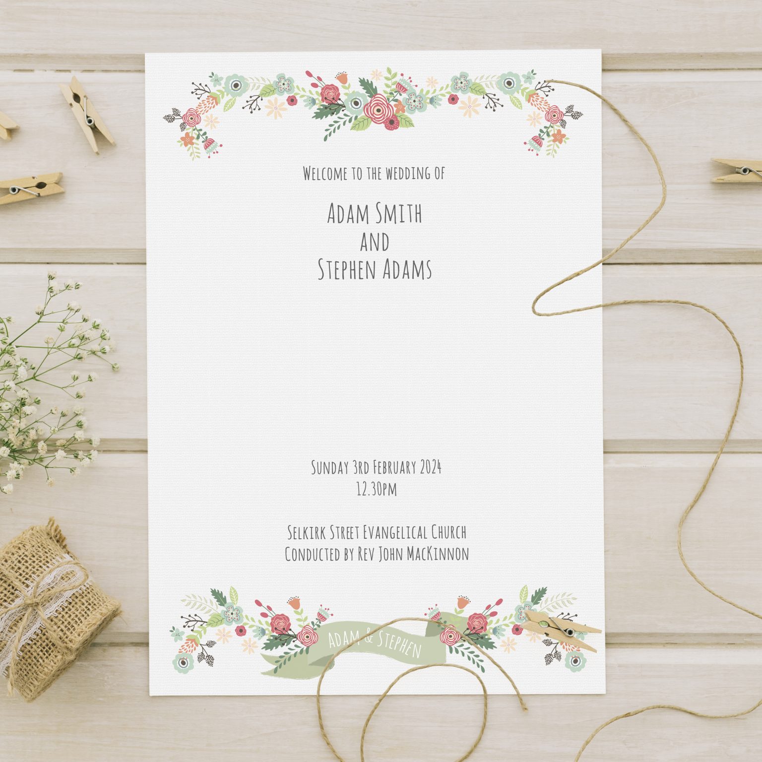Gatefold Floral Rustic Wedding Invitations - BlueBird Wedding Stationery