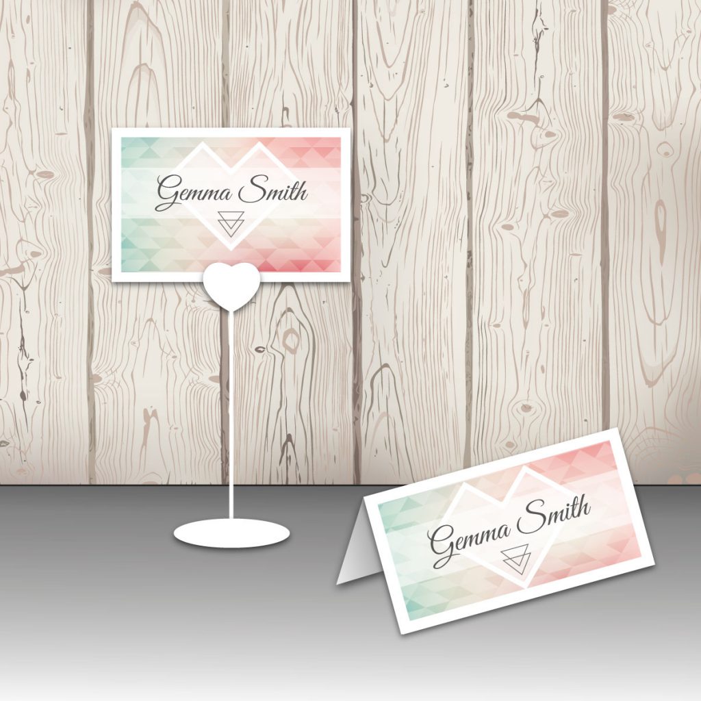 Geometric Place Cards - BlueBird Wedding Stationery