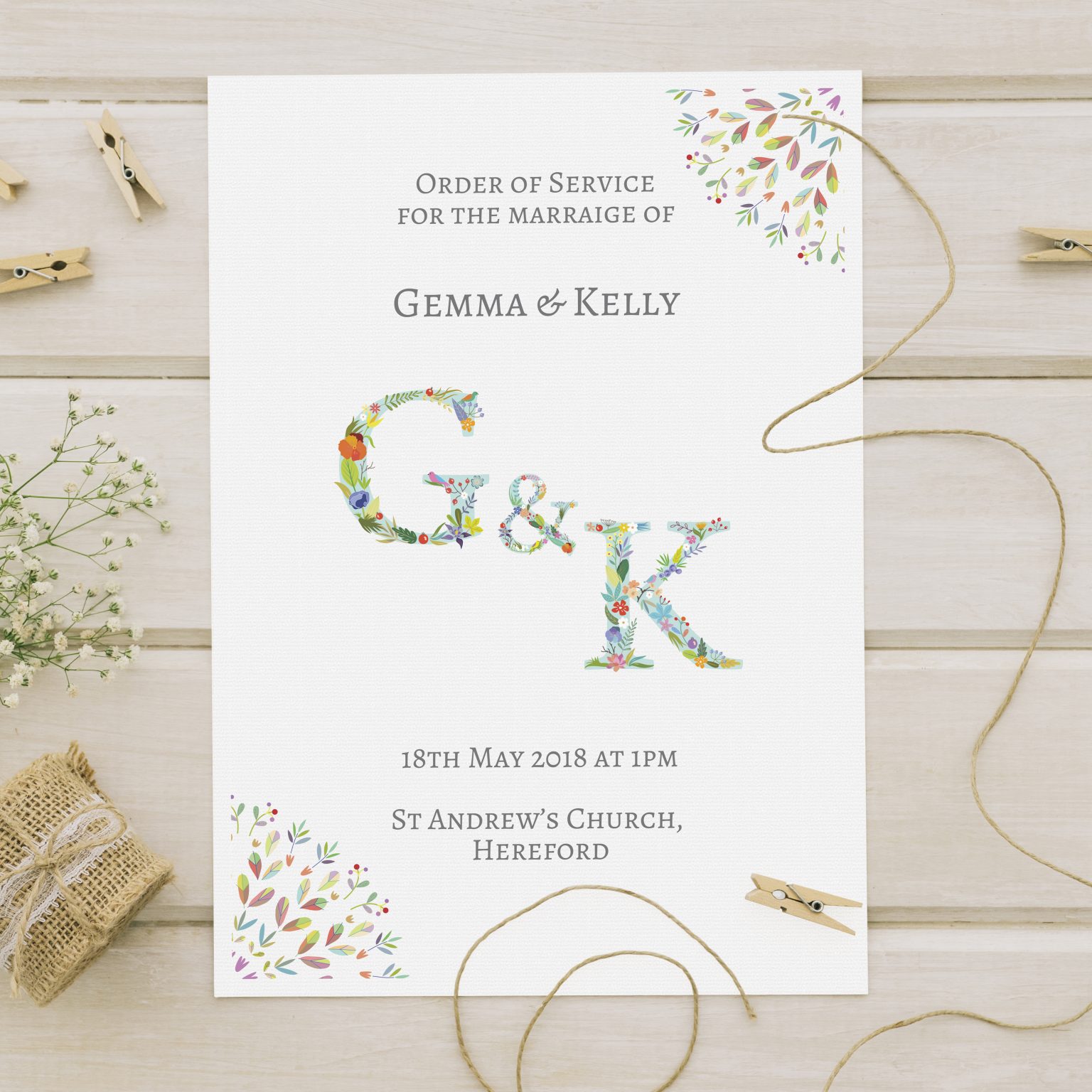 Summer Love Table Plan - BlueBird Wedding Stationery