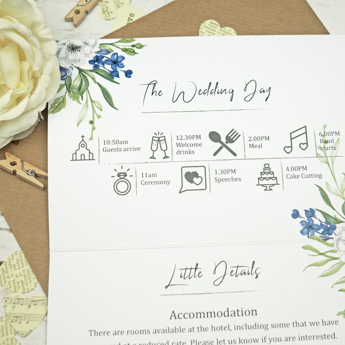 Watercolour Meadow, Floral Concertina Wedding Invitations - BlueBird ...