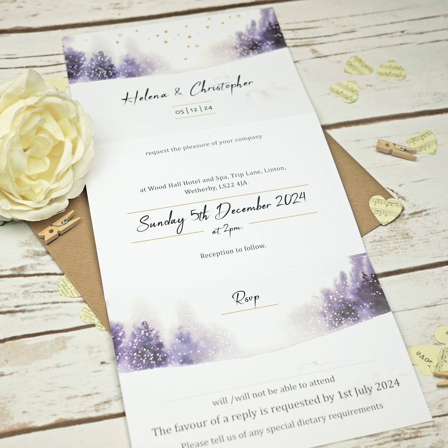 Winter Forest Concertina Wedding Invitations - BlueBird Wedding Stationery