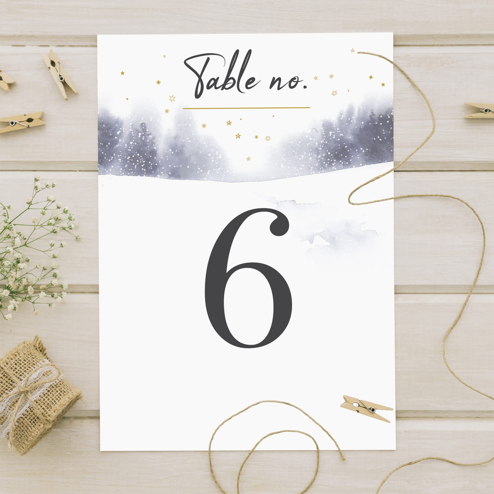Winter Forest Table Numbers - BlueBird Wedding Stationery