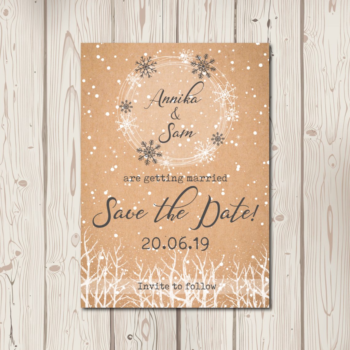 Winter Love Save the Date Cards - BlueBird Wedding Stationery