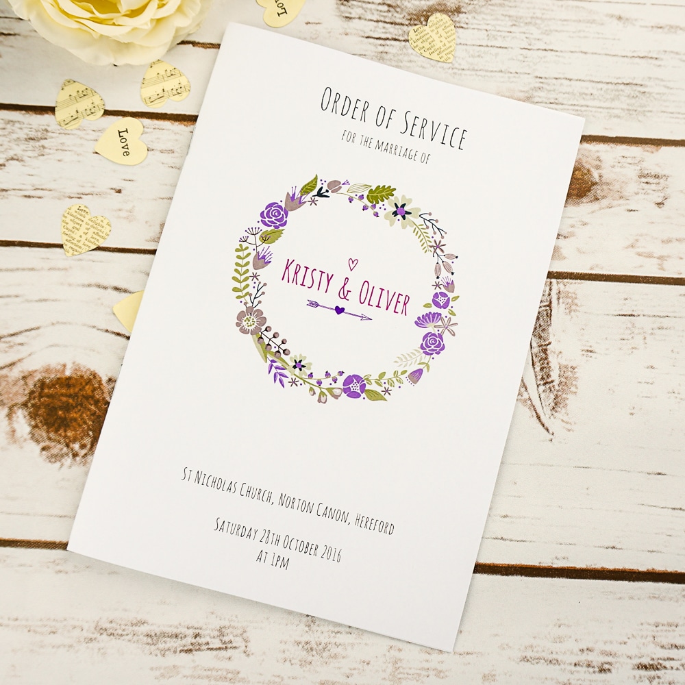 Boho Floral Order of Service - BlueBird Wedding Stationery
