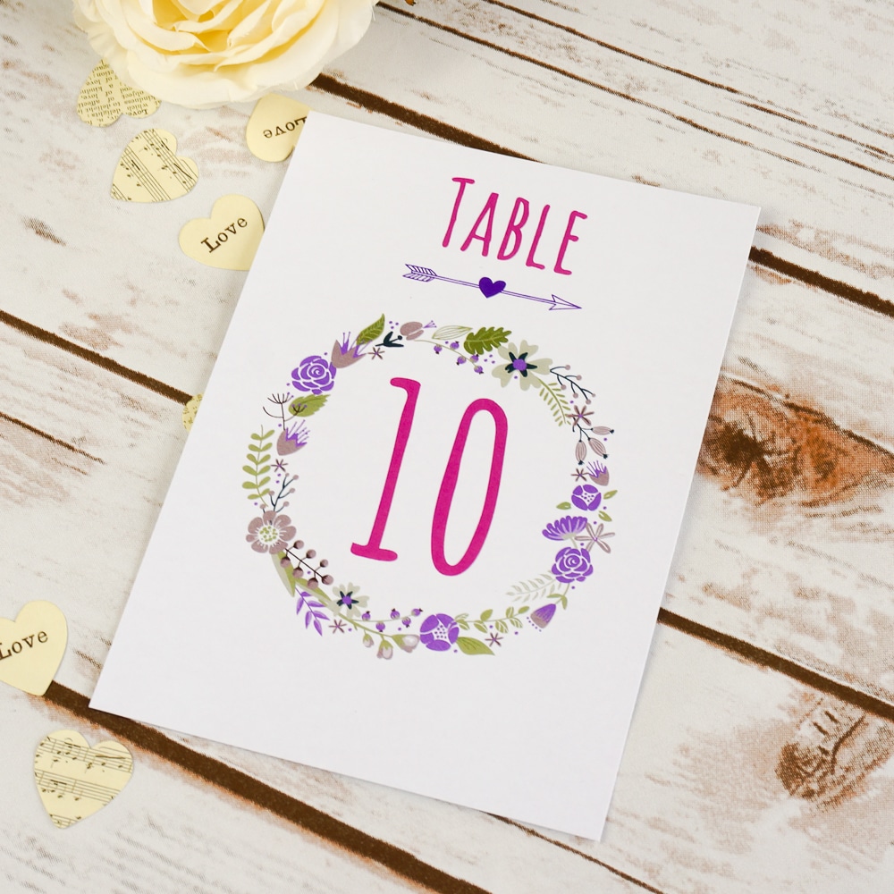 Boho Floral Table Numbers - BlueBird Wedding Stationery
