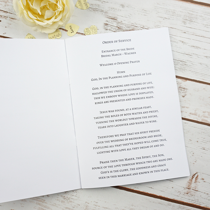 Floral Elegance Order of Service - BlueBird Wedding Stationery