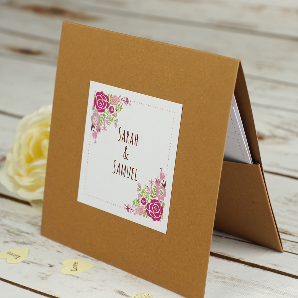 Floral Rustic Pocketfold Wedding Invitations